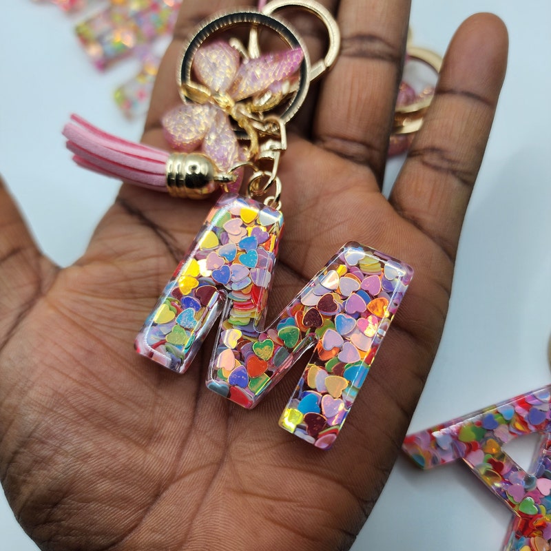 Resin Initial Keychain - Etsy