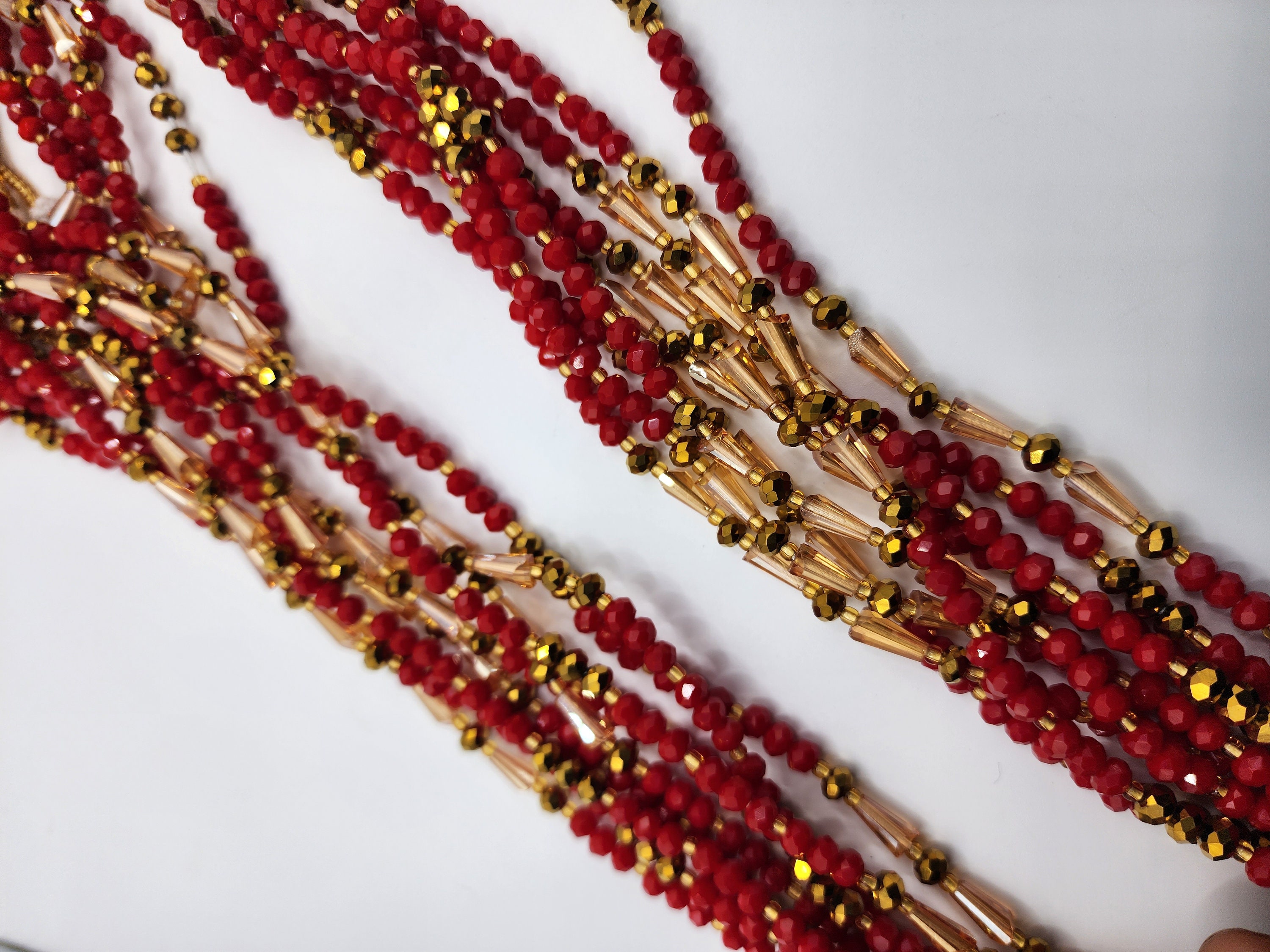 Red and Gold African Waist Beads, Handmade Body Jewelry for Self-care ...