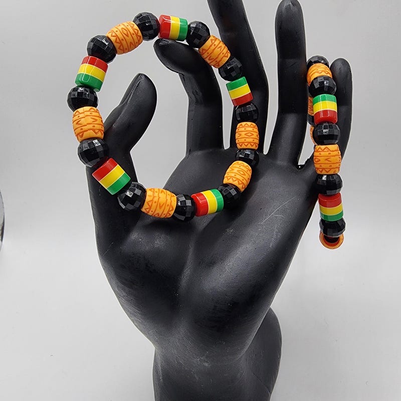Rasta Bead Bracelet - Etsy