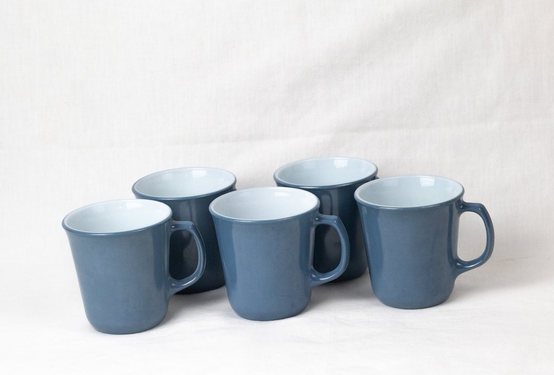 Set of 5 Steel Blue Vintage Pyrex Coffee Cups Mugs - Etsy