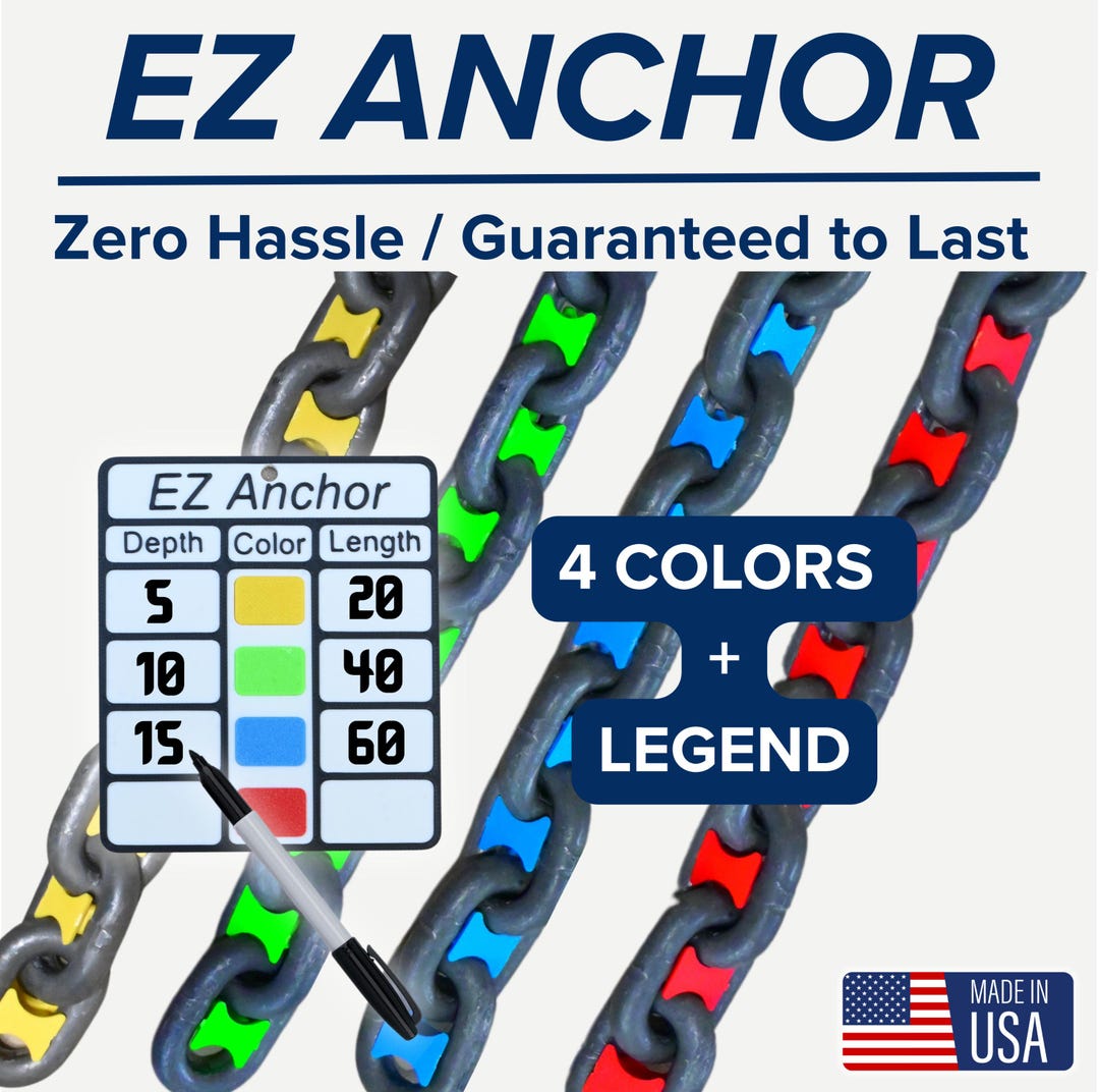 Anchor Chain Marker Kit – 4-color W/ Guide Plate – Fits 5/16–3/8 ...