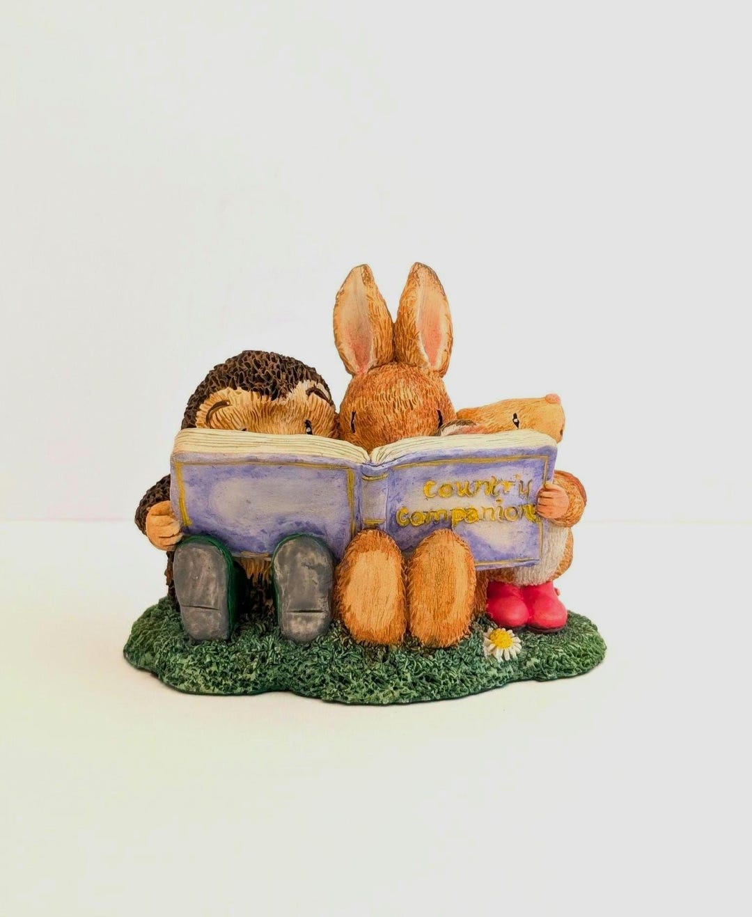 Vintage Gordon Fraser Hedgehog Rabbit Mouse Figurine Reading a Book ...