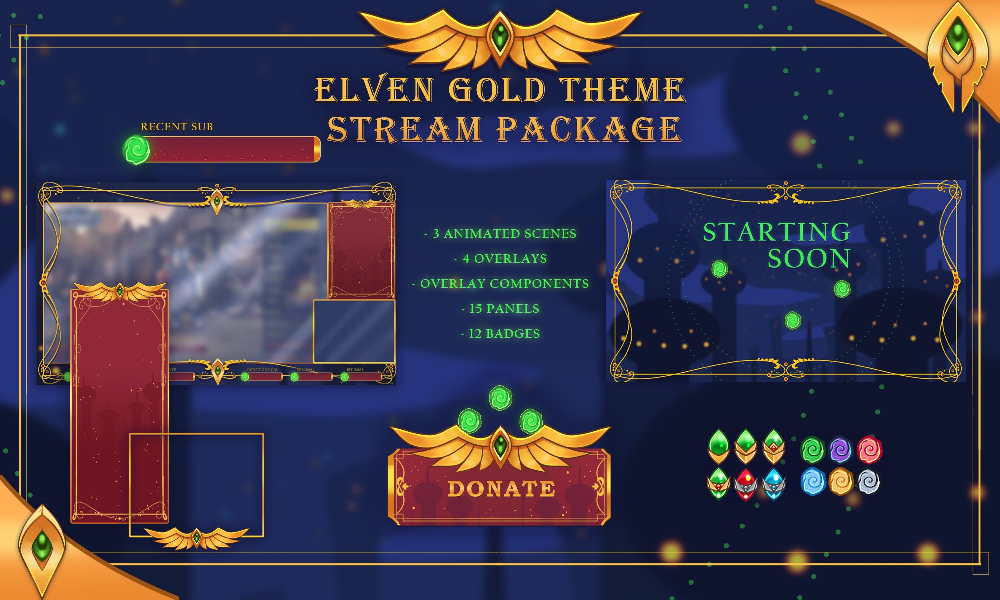 Elven Gold Theme All in One Package/blood Elf Theme/twitch Set/panels ...