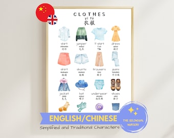 Days of the Week ENGLISH/CHINESE Bilingual Poster Instant Download ...