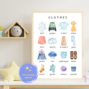 Clothes ENGLISH Poster Instant Download Montessori Kids Children ...