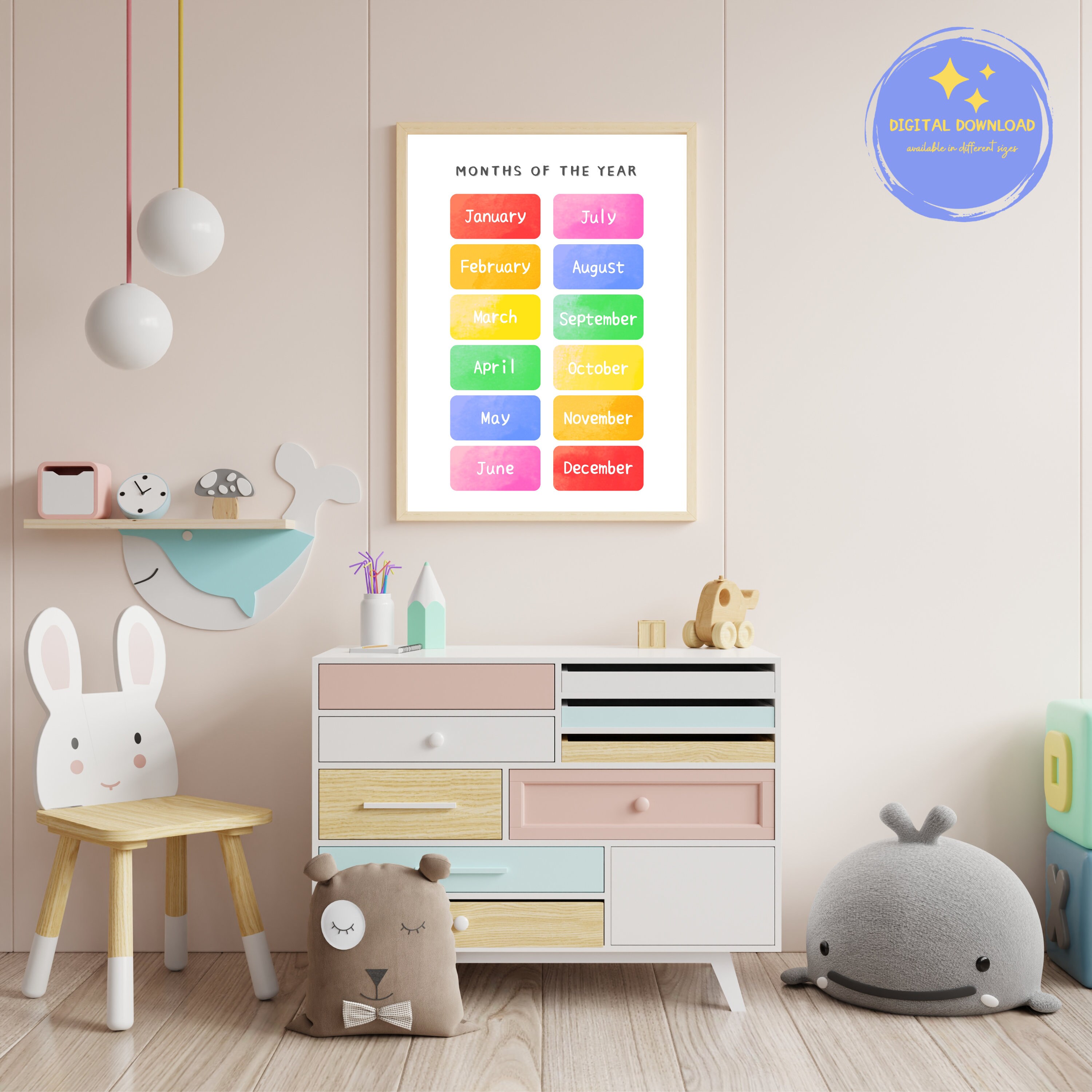 Months of the Year ENGLISH/CHINESE Bilingual Poster Instant Download ...