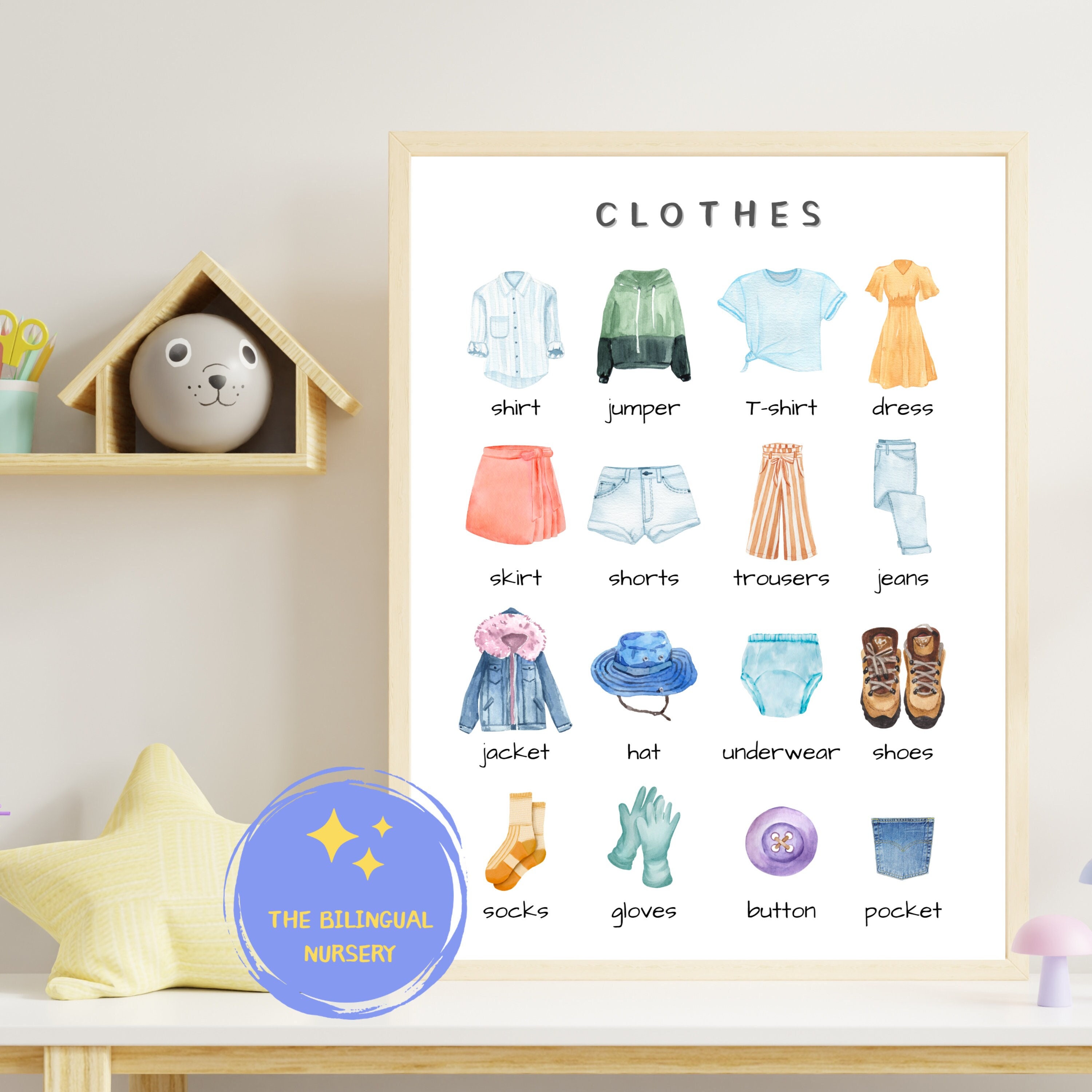 Clothes ENGLISH Poster Instant Download Montessori Kids Children ...