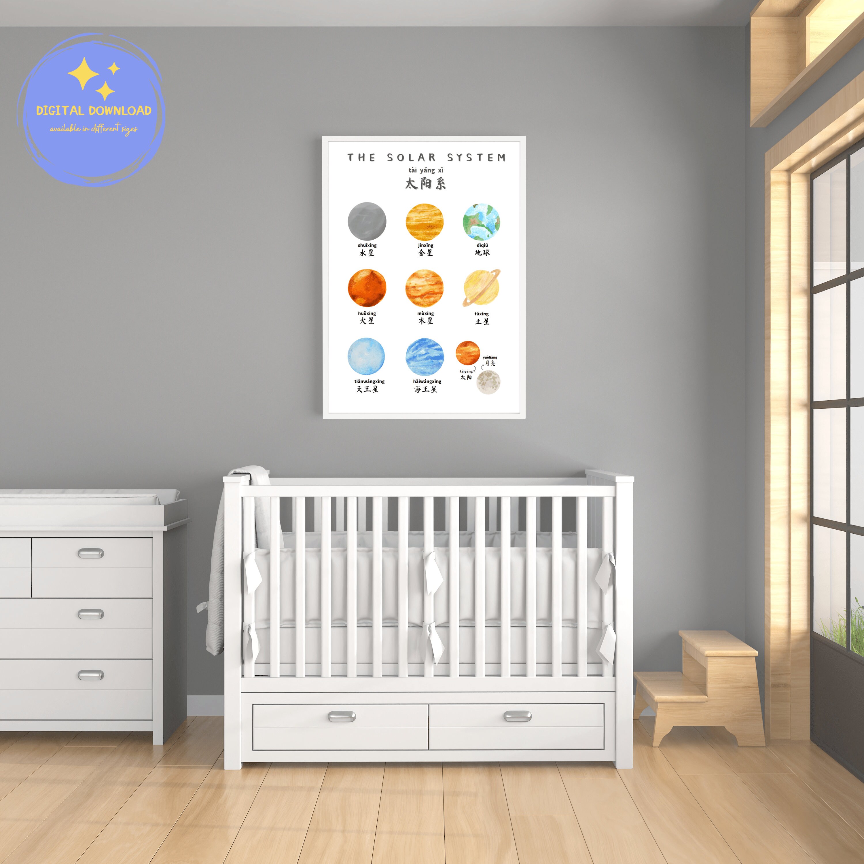 SOLAR SYSTEM CHINESE Instant Download Educational Poster Montessori ...