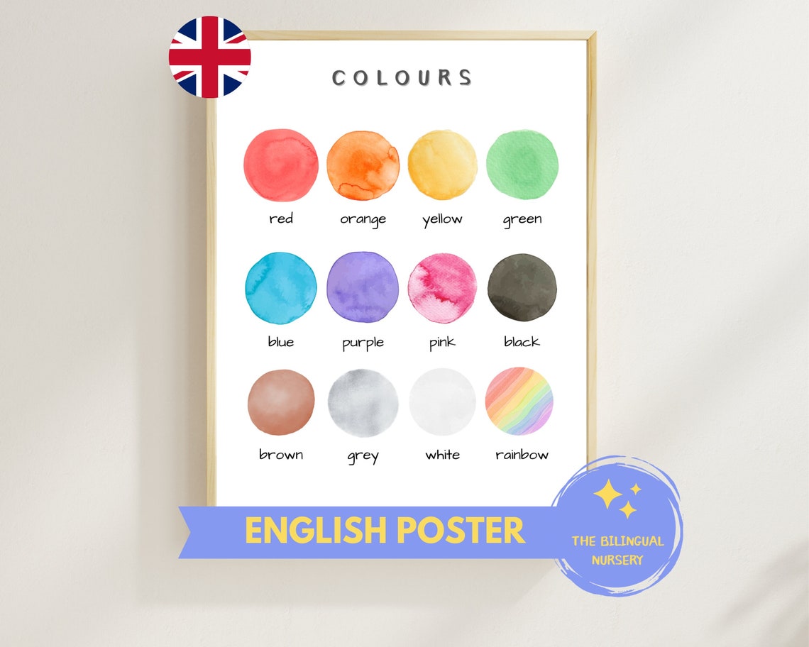 COLORS/COLOURS ENGLISH Instant Download Educational Poster Montessori ...