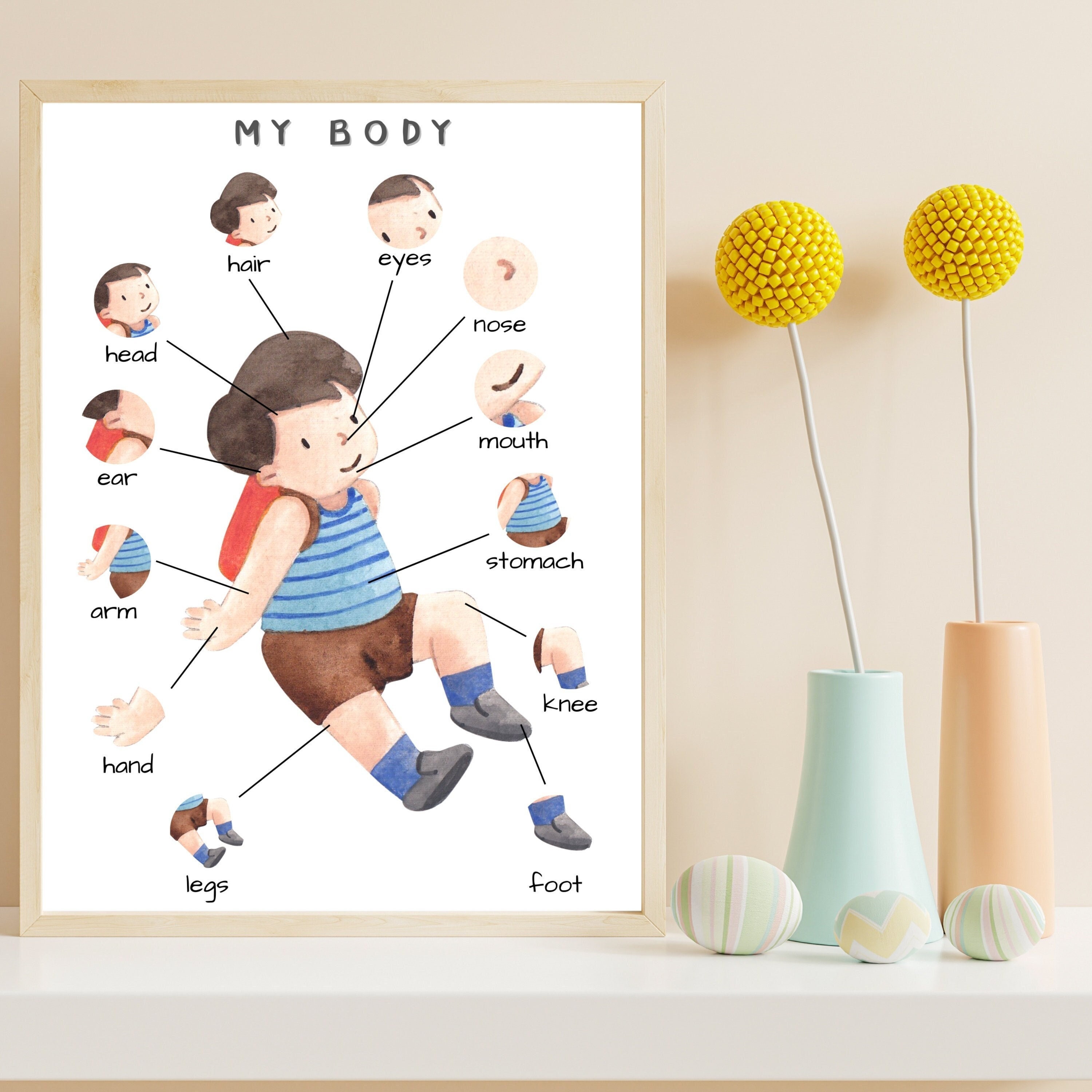 My Body ENGLISH Poster Instant Download Montessori Kids Children ...