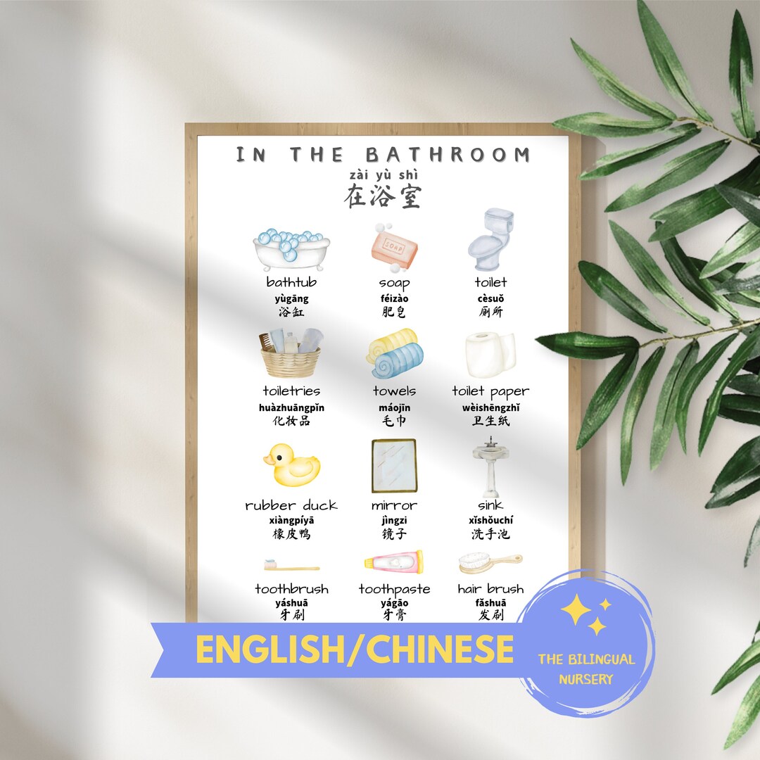 Educational Poster Bathroom Poster for Kids Chinese Bilingual - Etsy