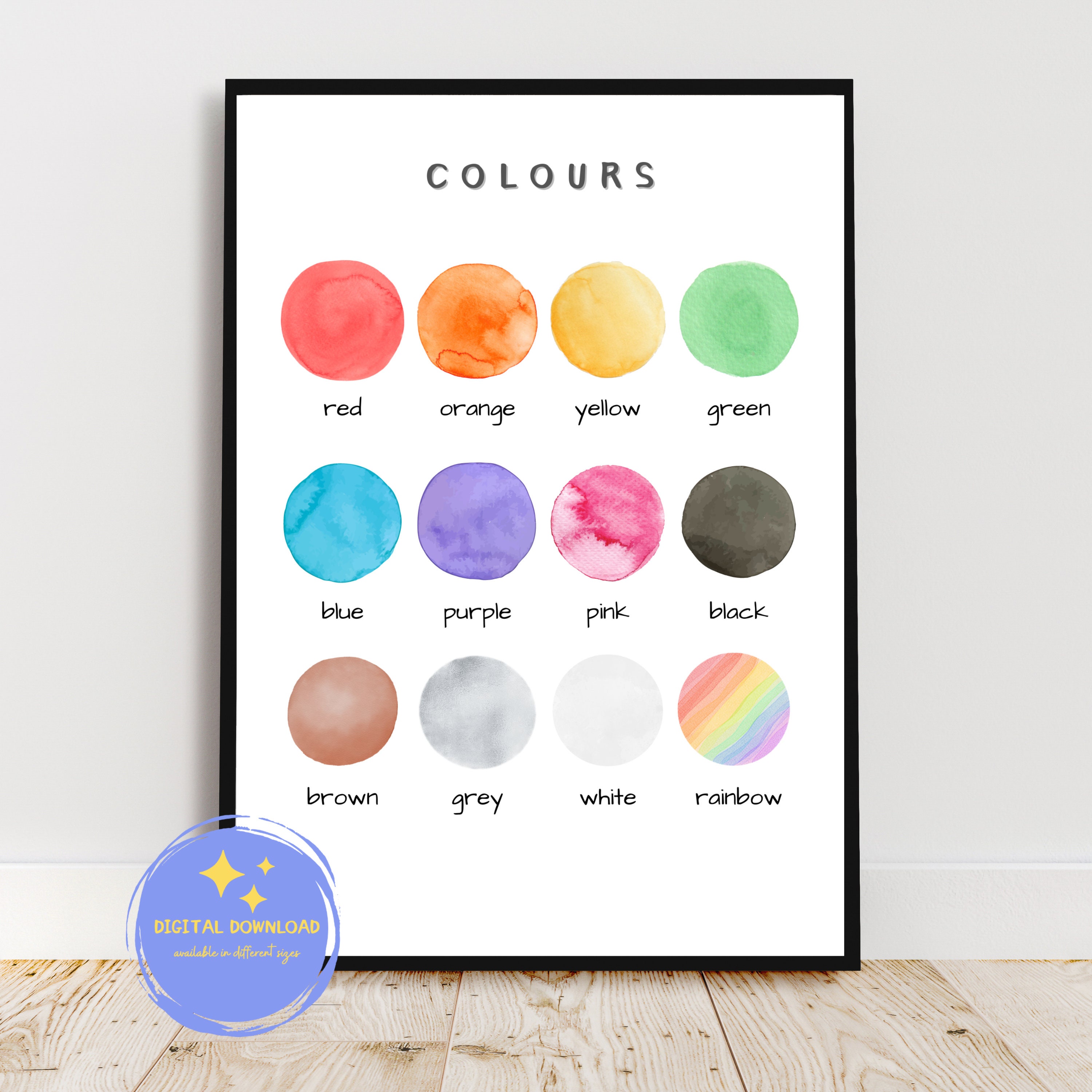 COLORS/COLOURS ENGLISH Instant Download Educational Poster Montessori ...
