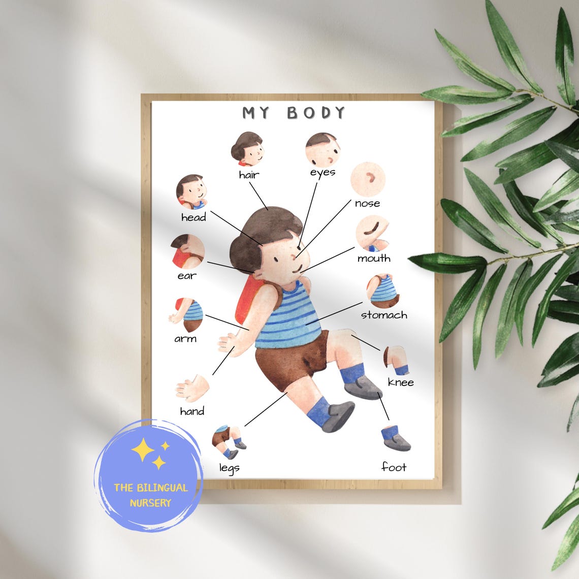 My Body ENGLISH Poster Instant Download Montessori Kids Children ...
