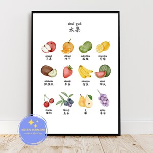 FRUITS CHINESE Instant Download Educational Poster Montessori Children ...