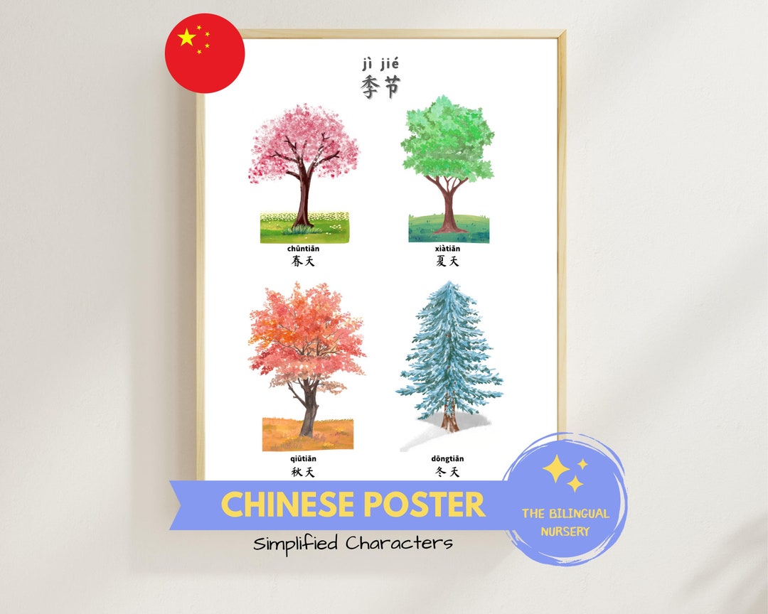 SEASONS CHINESE Instant Download Educational Poster Montessori Kids ...