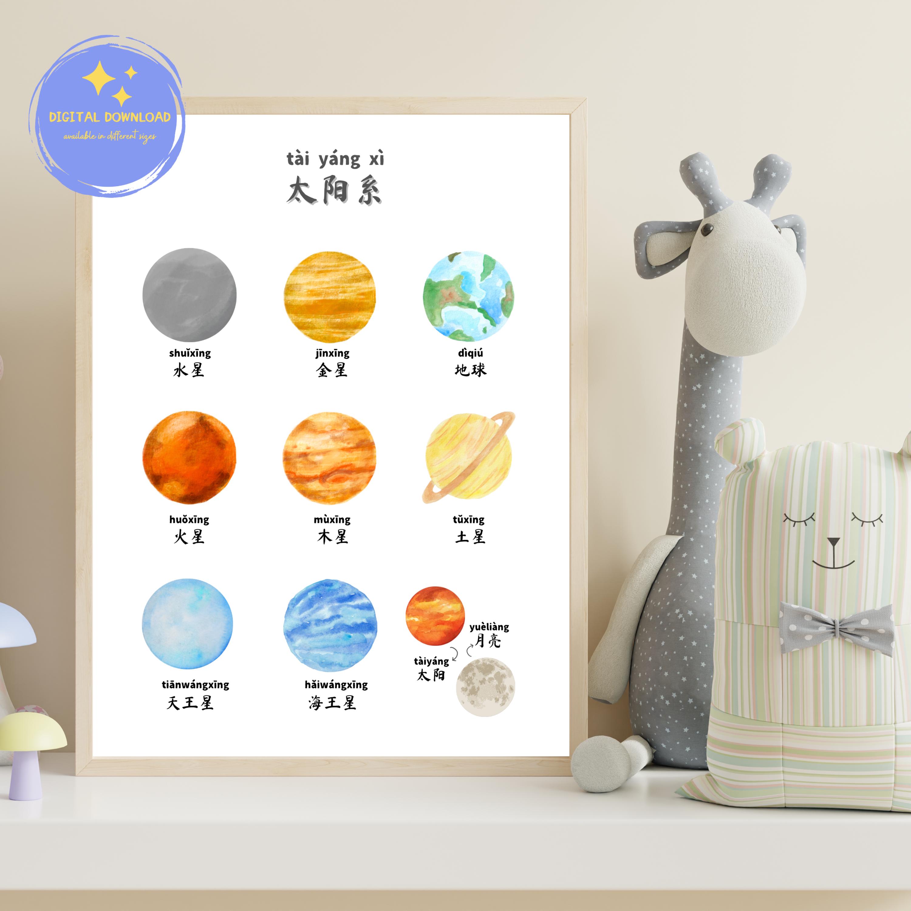 SOLAR SYSTEM CHINESE Instant Download Educational Poster Montessori ...