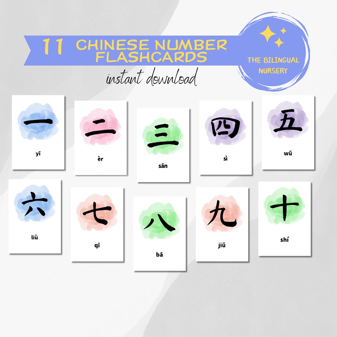 NUMBERS CHINESE Flash Cards Instant Download Educational Montessori ...
