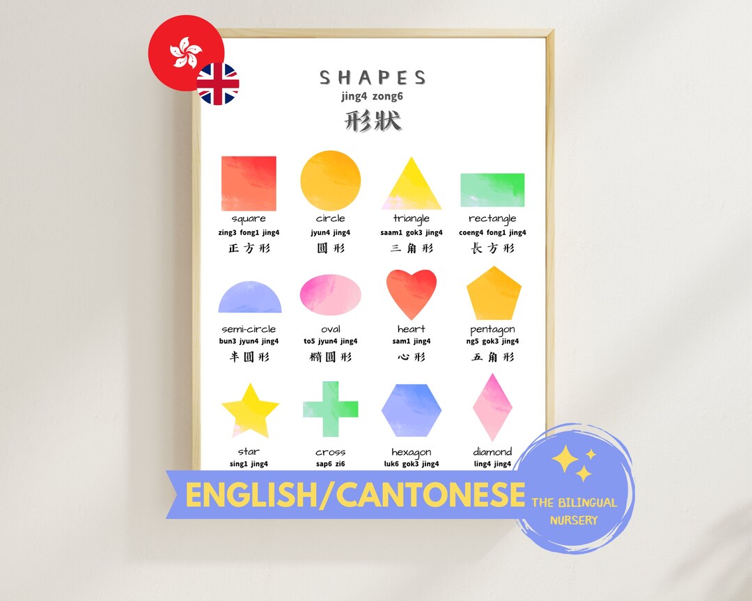 Shapes ENGLISH/CANTONESE Bilingual Poster Instant Download Kids ...