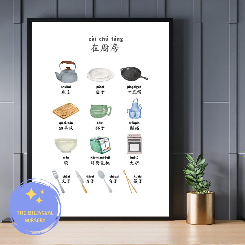 In the KITCHEN CHINESE Instant Download Educational Poster Montessori ...