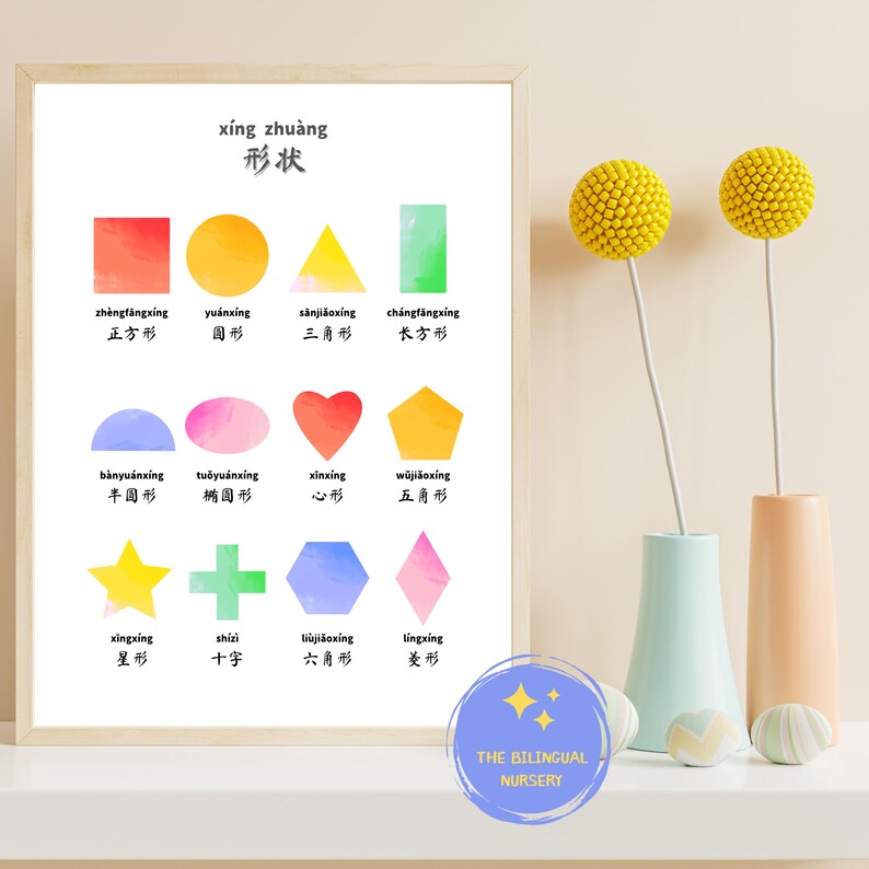 Shapes CHINESE MANDARIN SIMPLIFIED Poster Instant Download Montessori ...