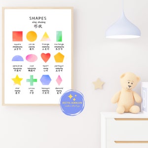 Shapes ENGLISH/CHINESE Bilingual Poster Instant Download Montessori ...