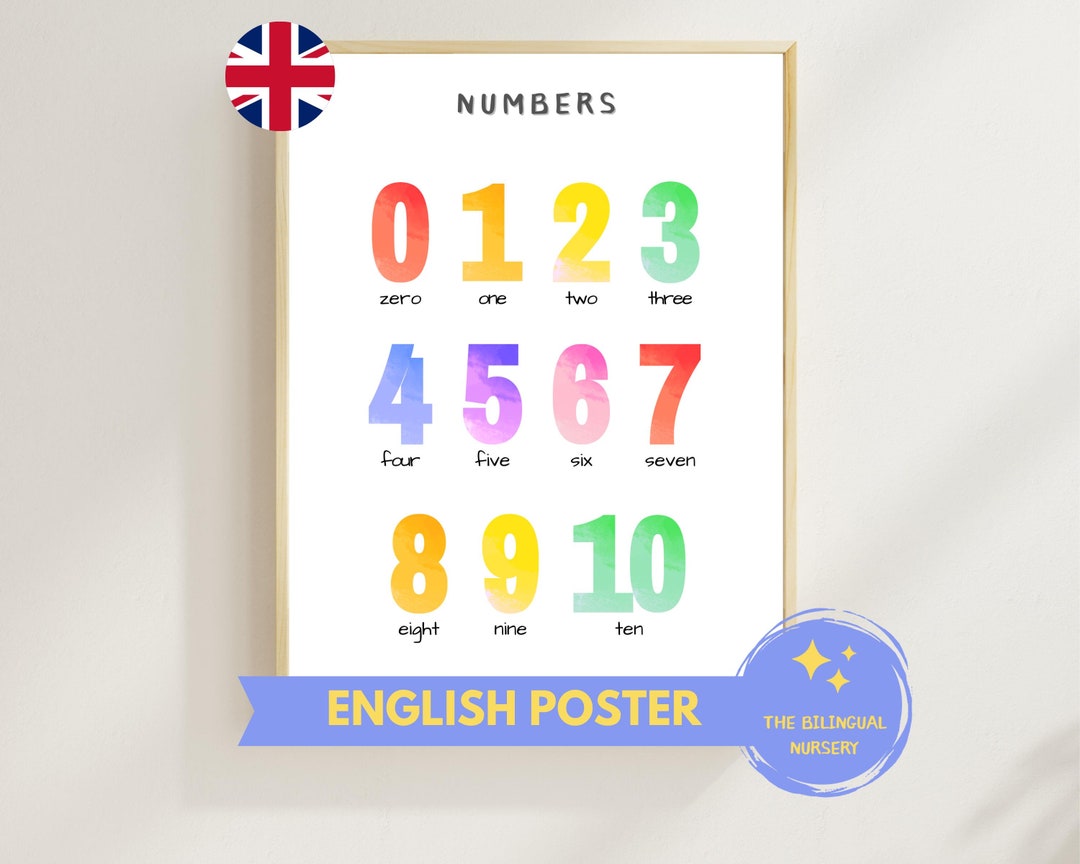 Numbers 1-10 ENGLISH Poster Instant Download Montessori Kids Children ...