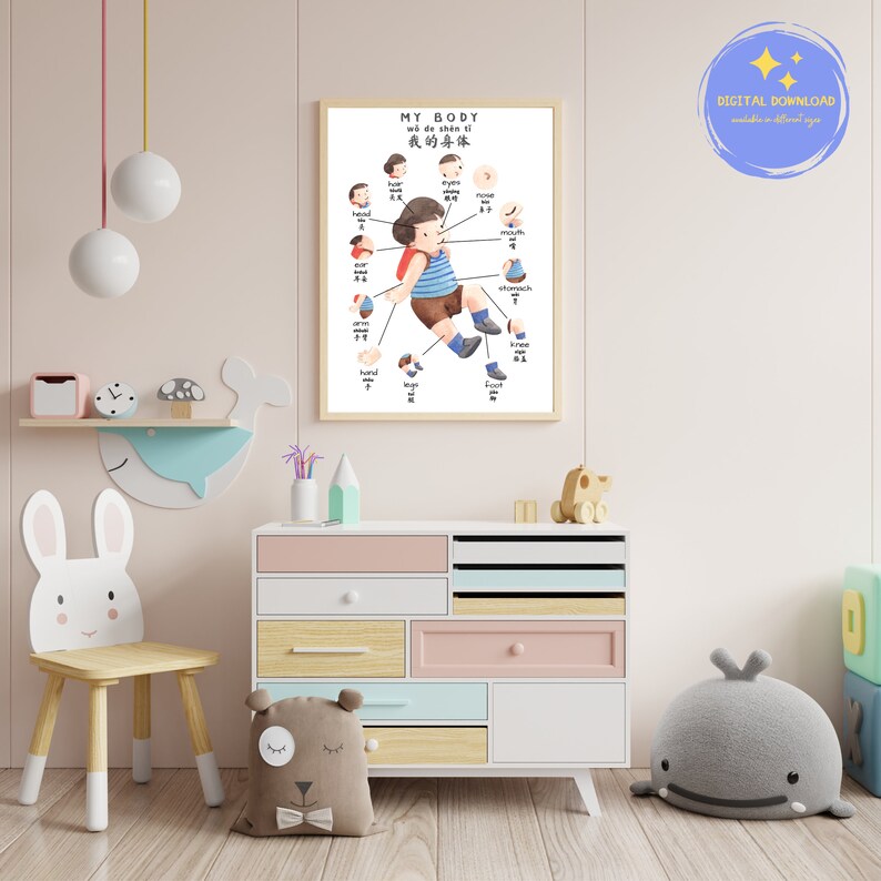 My Body ENGLISH CHINESE Bilingual Poster Simplified and Traditional ...