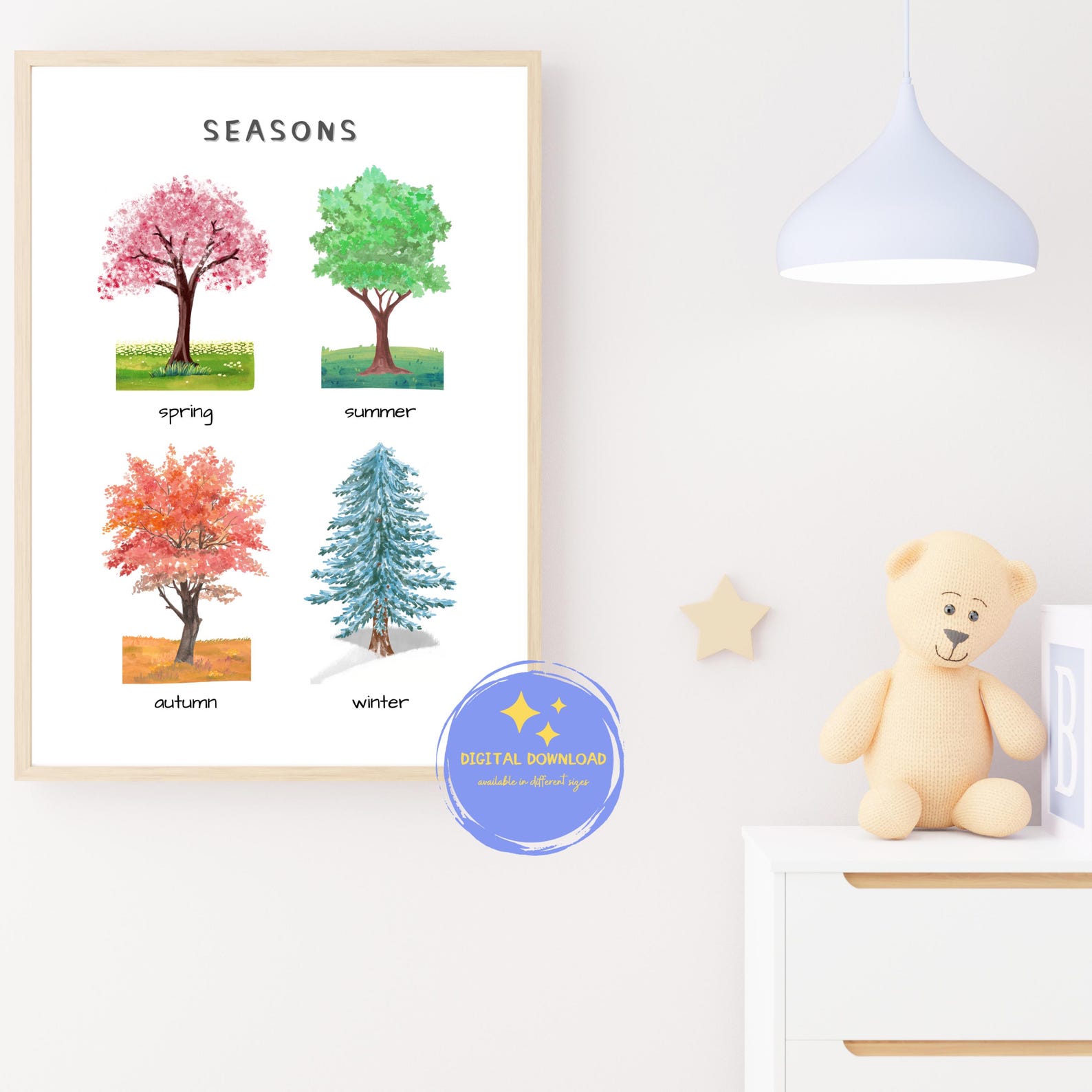 SEASONS ENGLISH Instant Download Educational Poster Montessori Kids ...