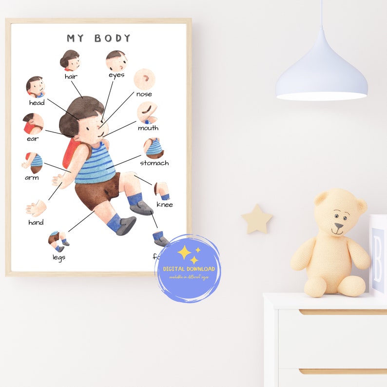 My Body ENGLISH Poster Instant Download Montessori Kids Children ...