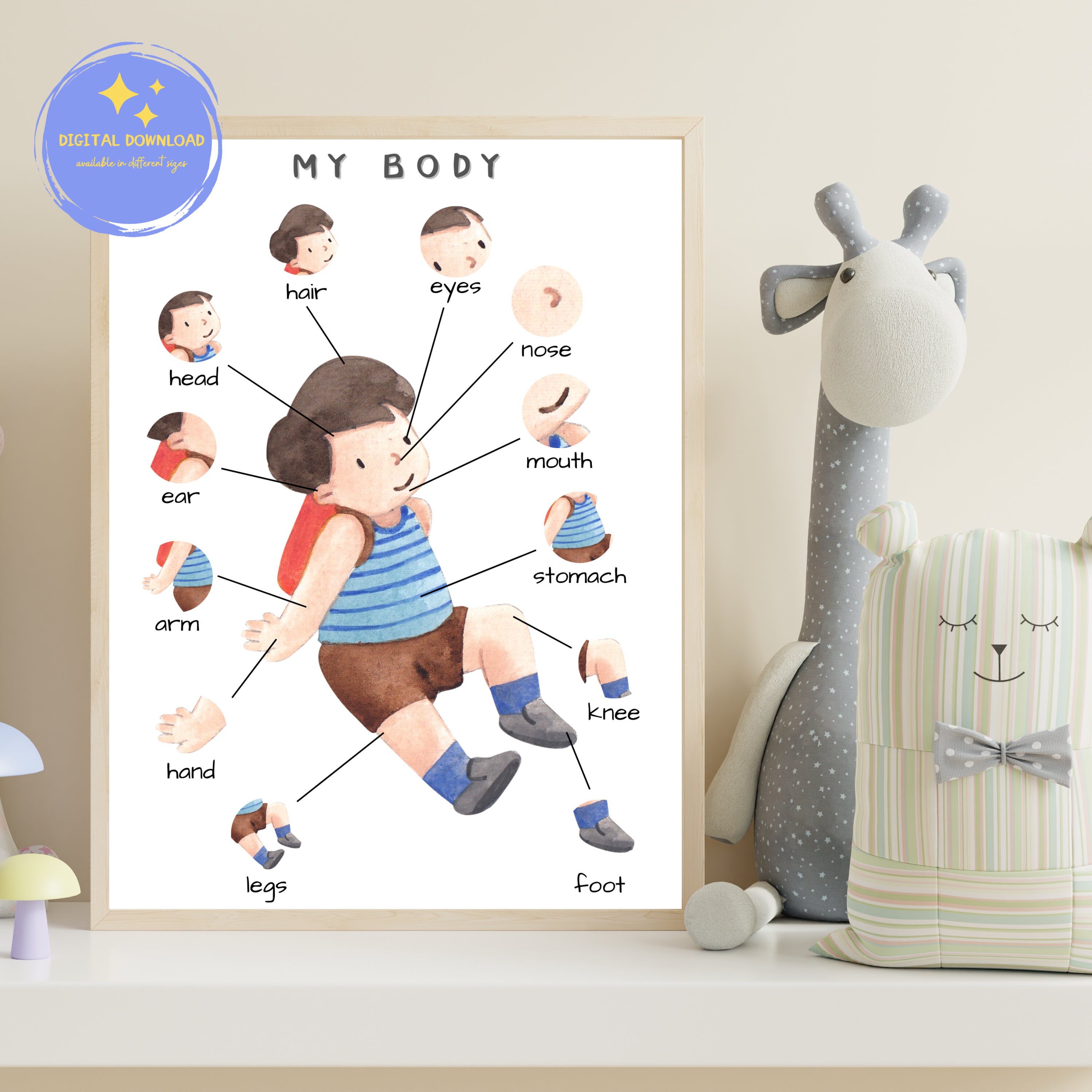 My Body ENGLISH Poster Instant Download Montessori Kids Children ...