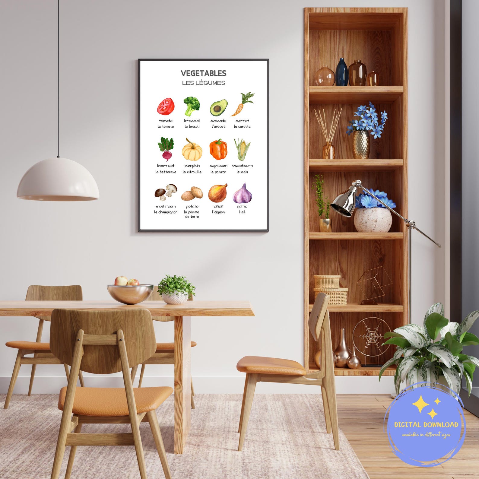 VEGETABLES FRENCH ENGLISH Bilingual Poster Instant Download Educational ...