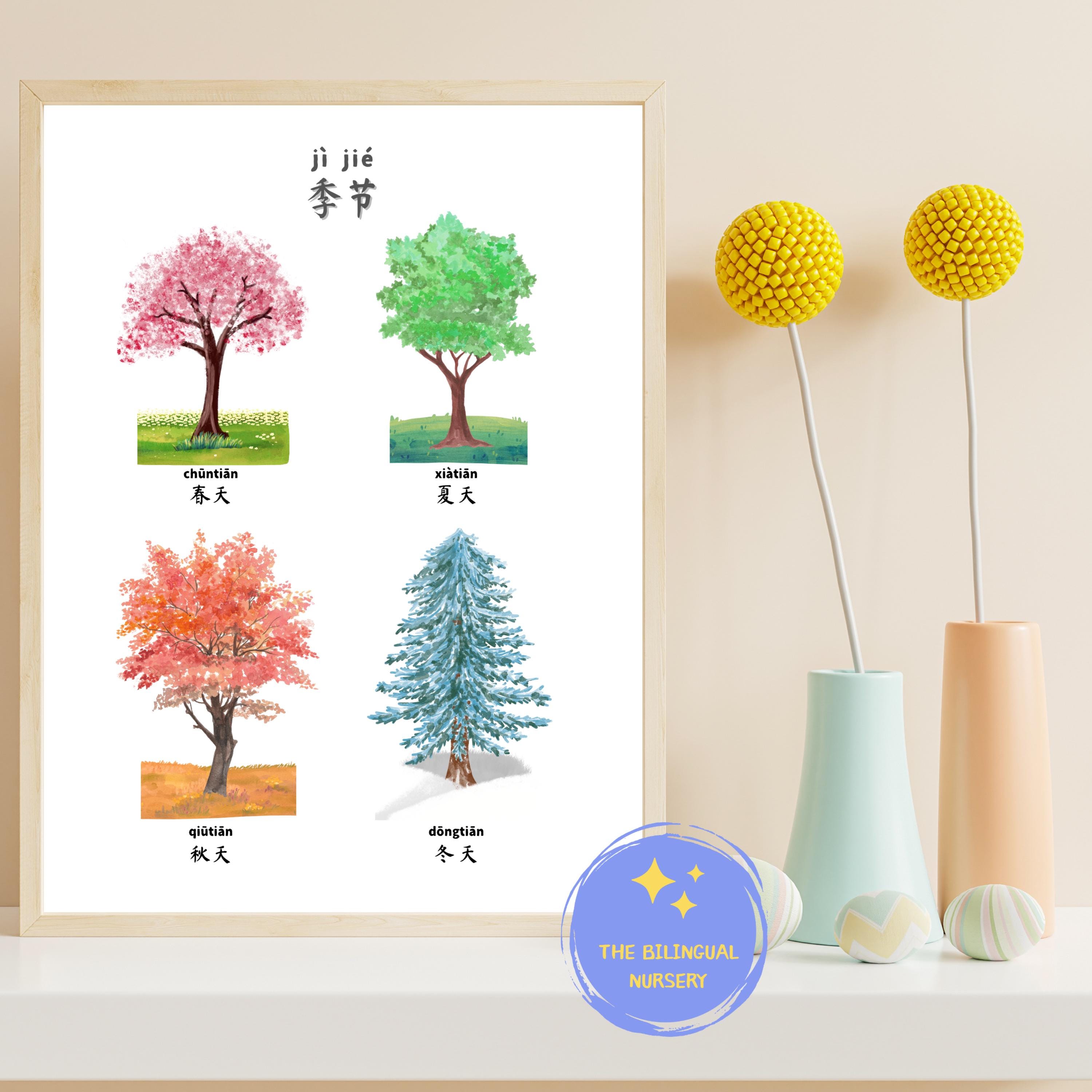 SEASONS CHINESE Instant Download Educational Poster Montessori Kids ...