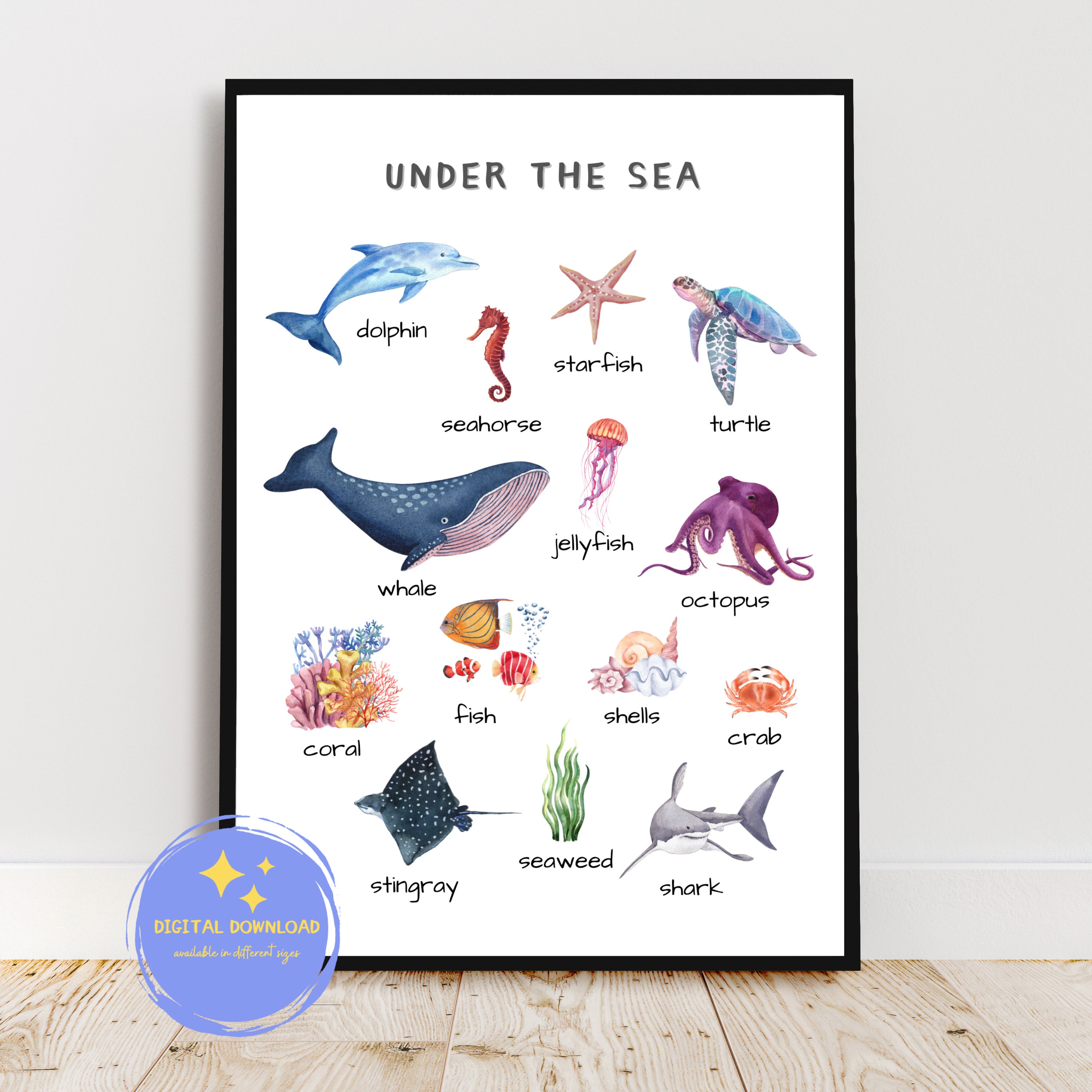 Under the Sea ENGLISH Instant Download Educational Poster Montessori ...
