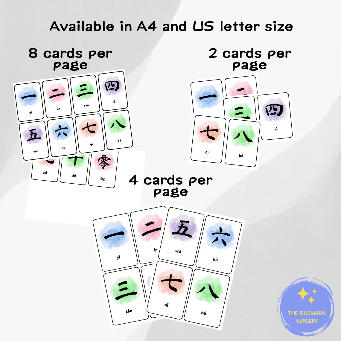 NUMBERS CHINESE Flash Cards Instant Download Educational Montessori ...