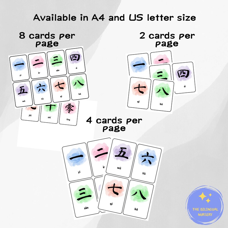 NUMBERS CHINESE Flash Cards Instant Download Educational Montessori ...