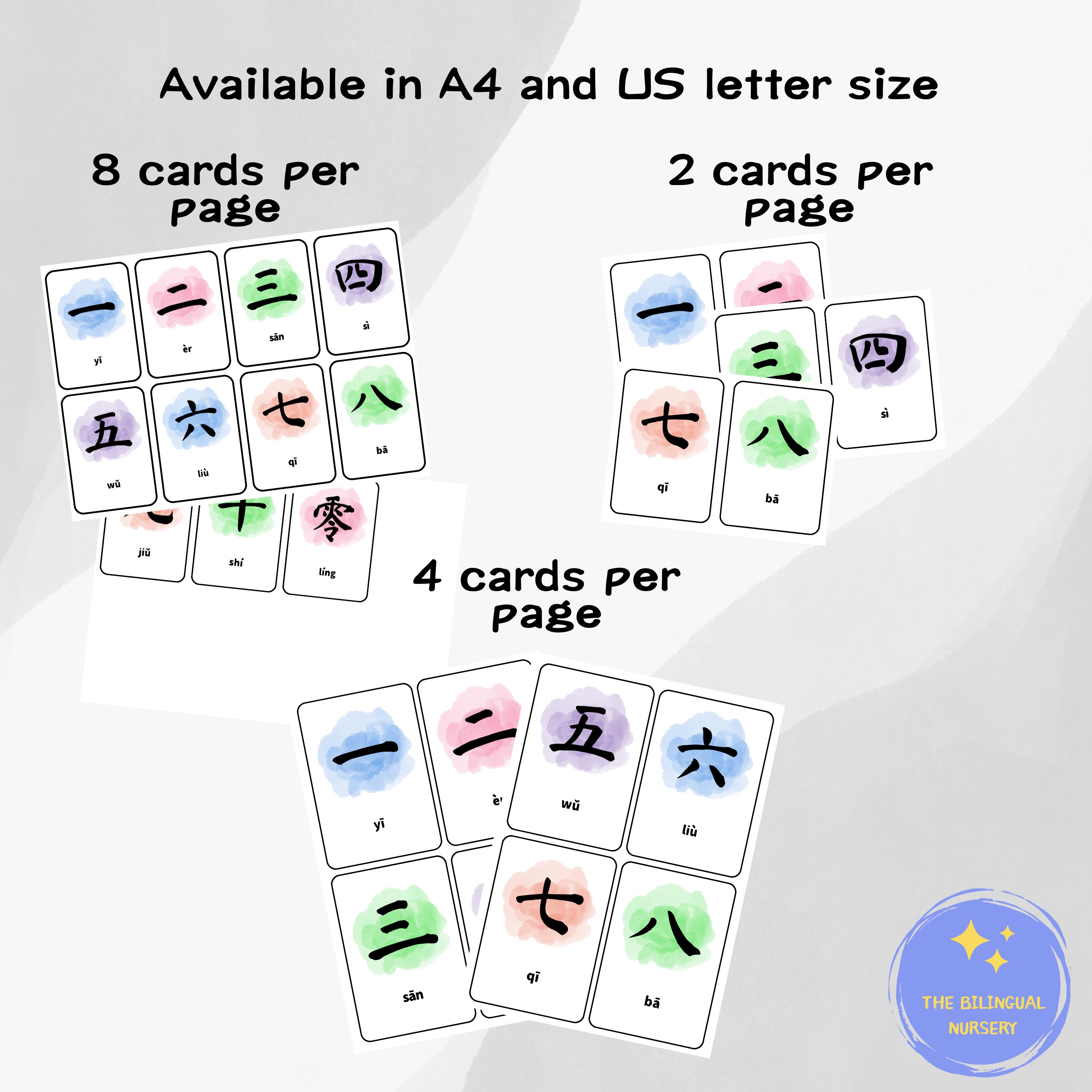 NUMBERS CHINESE Flash Cards Instant Download Educational Montessori ...