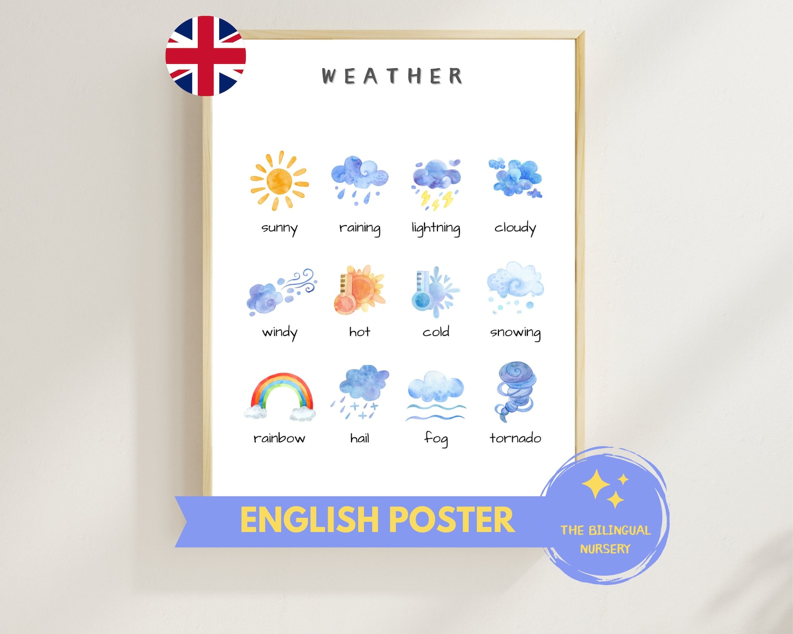 WEATHER ENGLISH Instant Download Educational Poster Montessori Kids ...