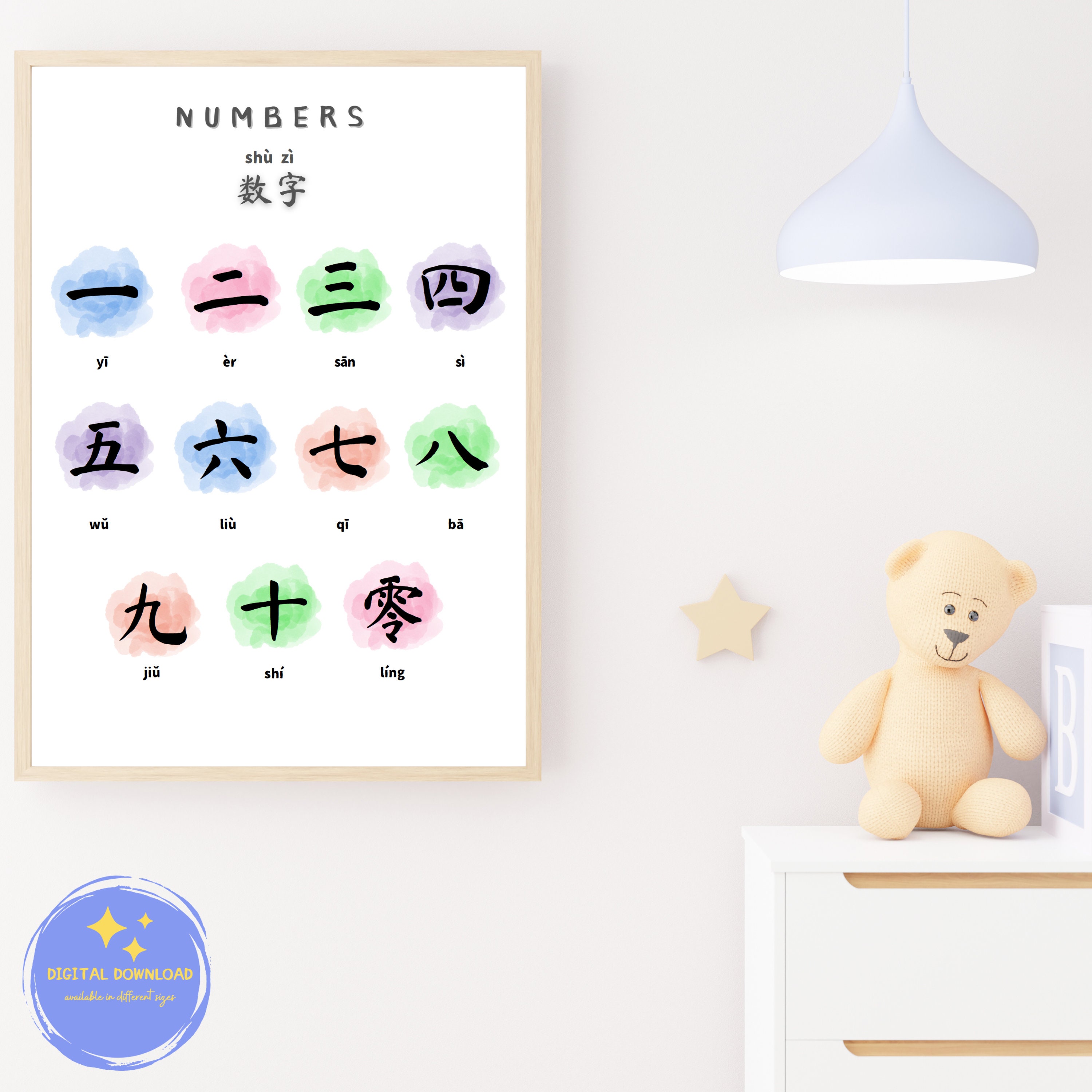 NUMBERS CHINESE Instant Download Educational Poster Montessori Children ...