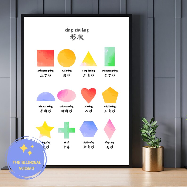 Shapes CHINESE MANDARIN SIMPLIFIED Poster Instant Download Montessori ...