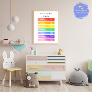 Days of the Week ENGLISH/CHINESE Bilingual Poster Instant Download ...