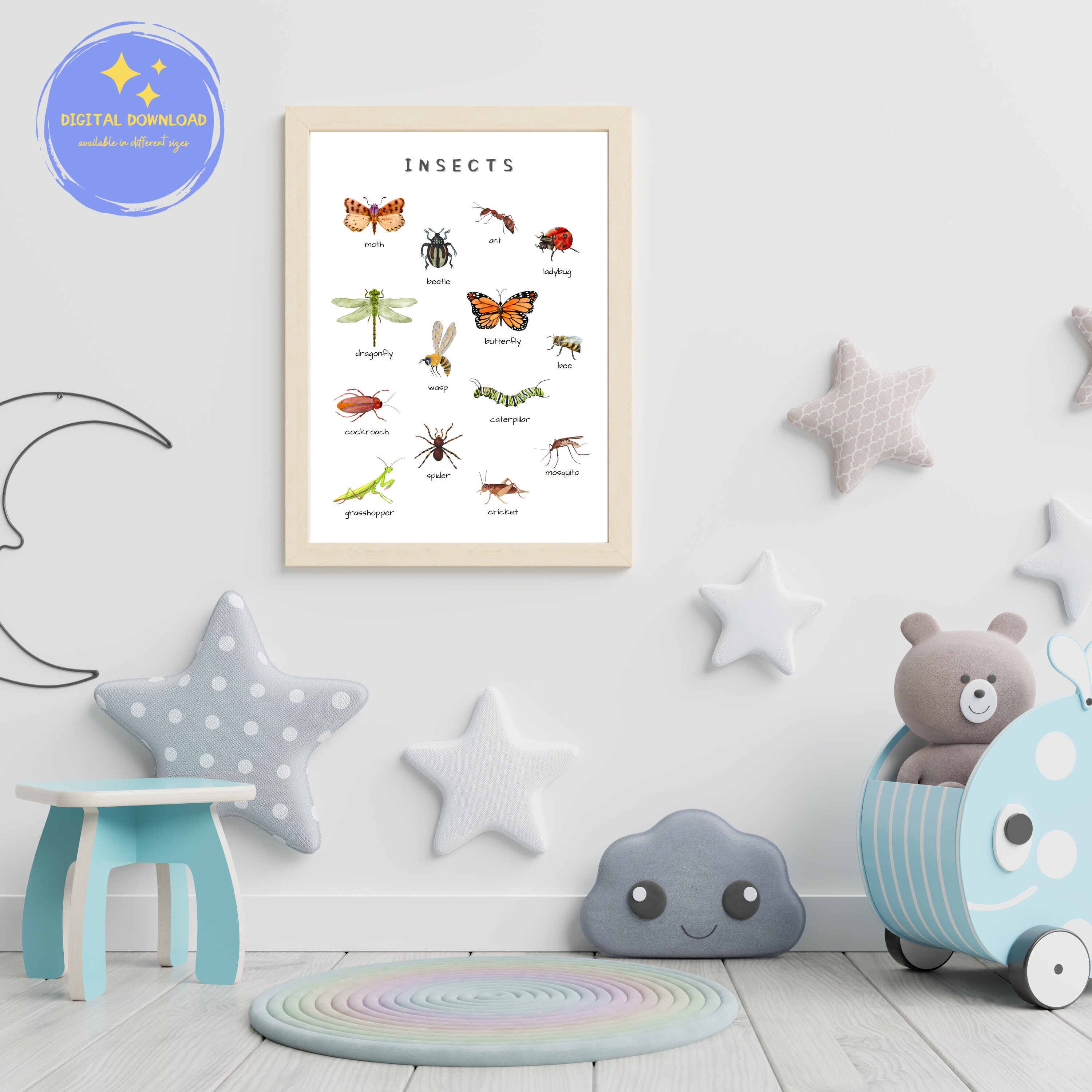 Insects ENGLISH Poster Instant Download Montessori Kids - Etsy