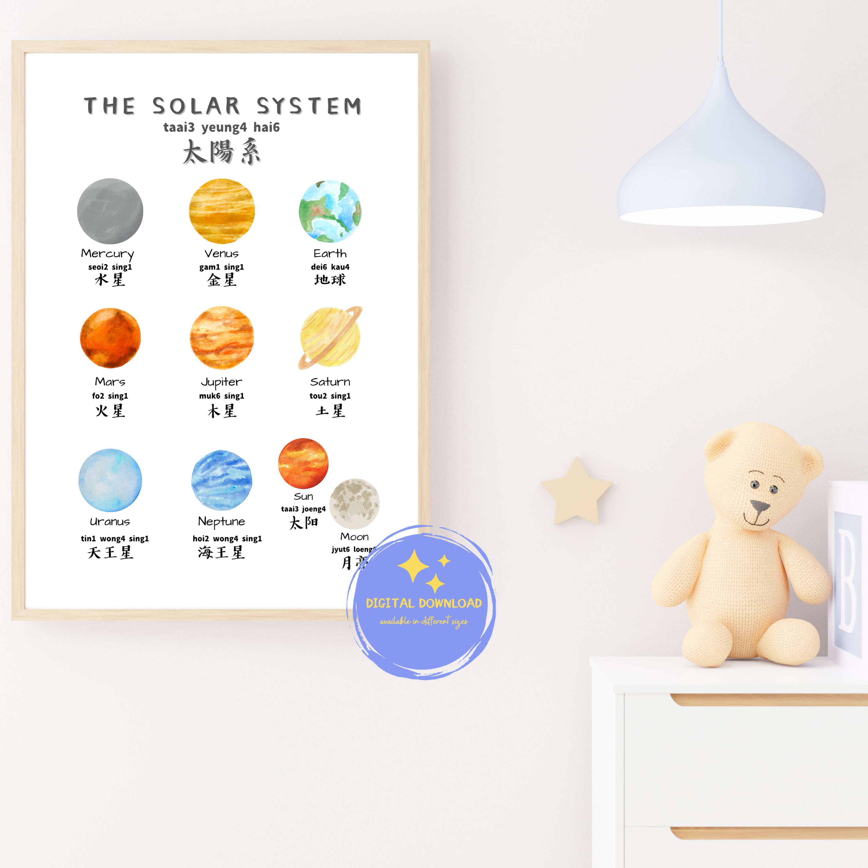 English Cantonese Solar System Poster Cantonese Space Poster Cantonese ...