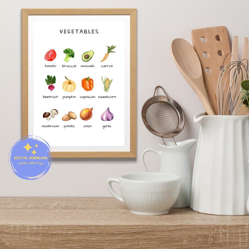 VEGETABLES ENGLISH Instant Download Educational Poster Montessori ...