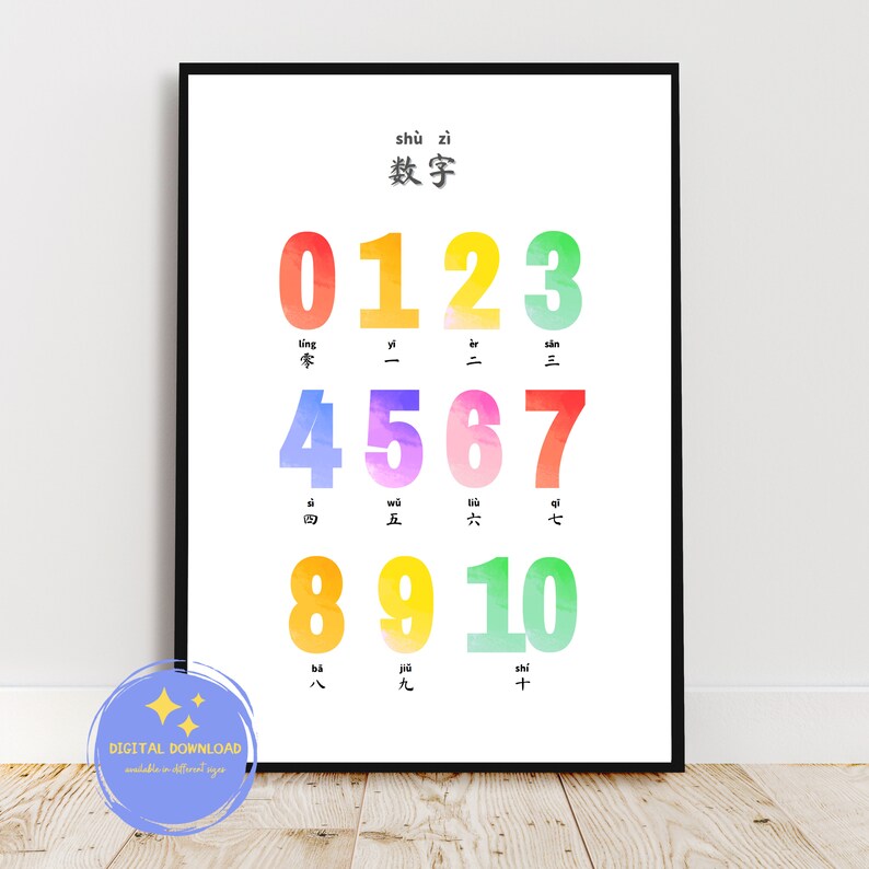 Numbers 1-10 CHINESE MANDARIN SIMPLIFIED Poster Instant Download ...