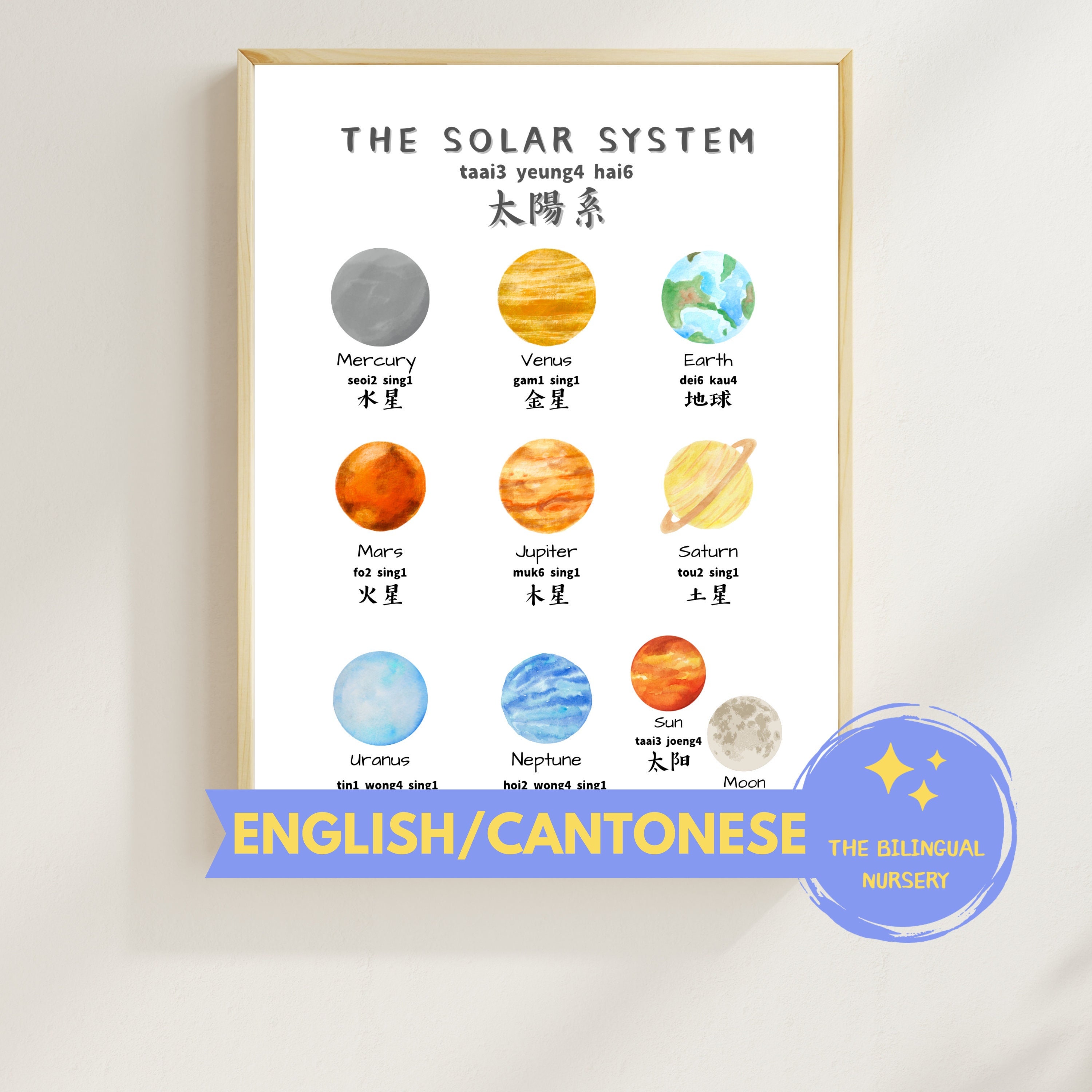 English Cantonese Solar System Poster Cantonese Space Poster Cantonese ...
