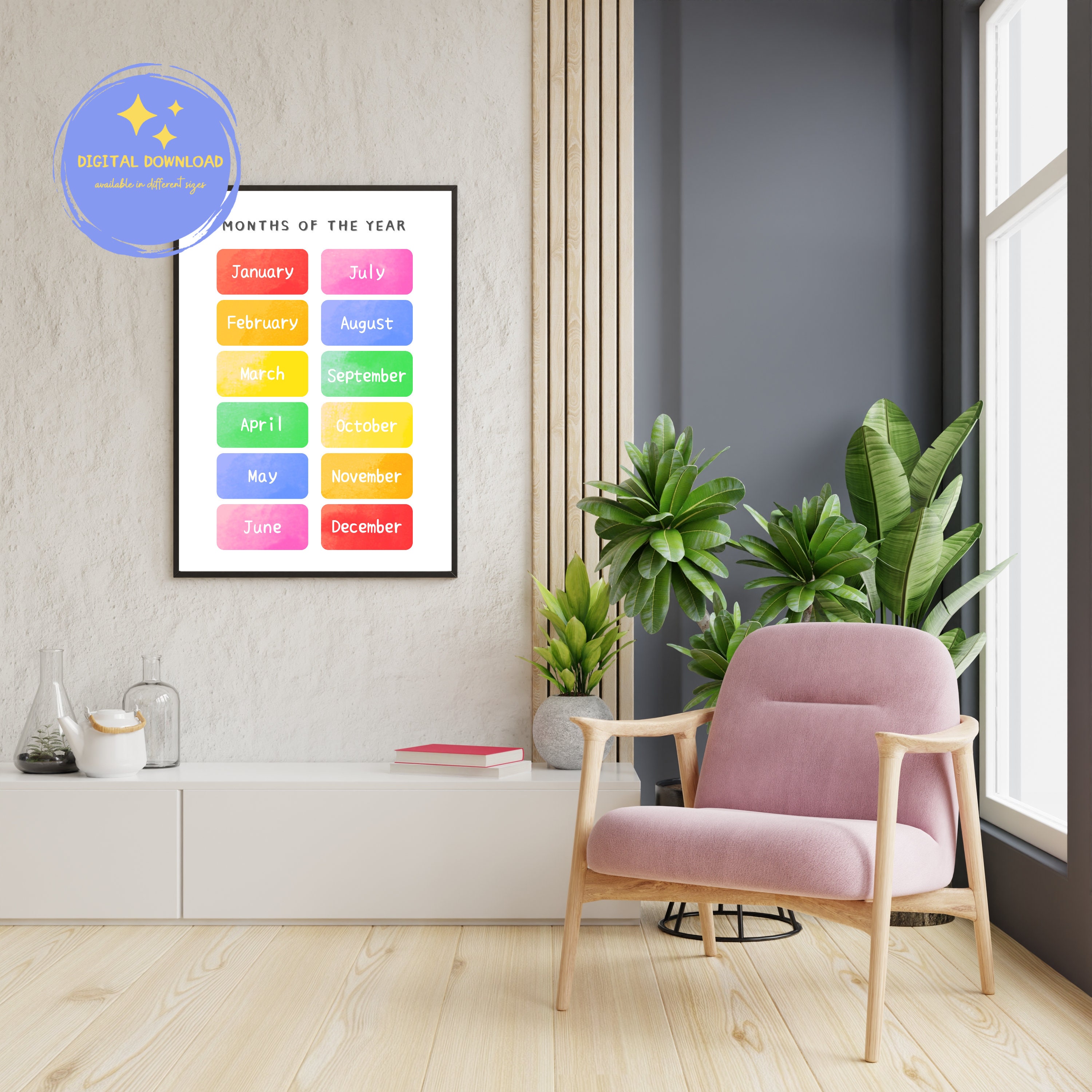 Months of the Year ENGLISH/CHINESE Bilingual Poster Instant Download ...