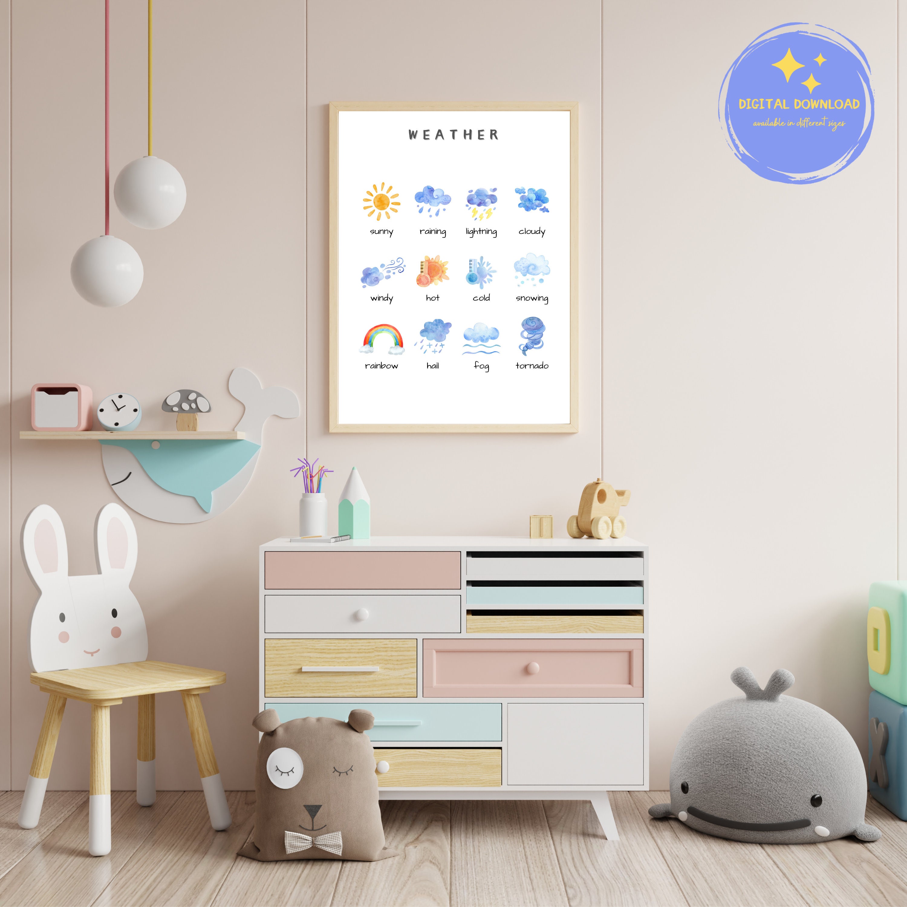 WEATHER ENGLISH Instant Download Educational Poster Montessori Kids ...