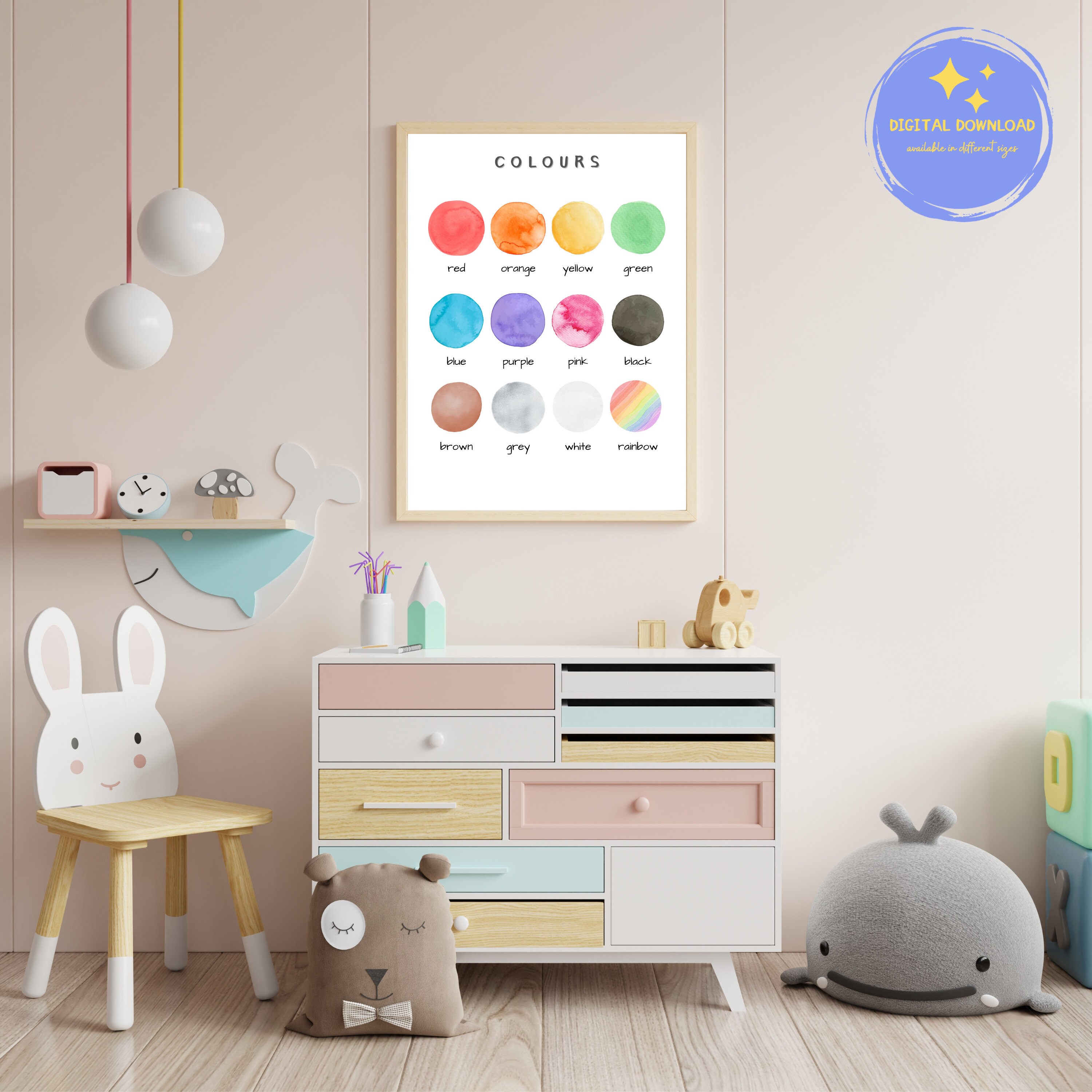 COLORS/COLOURS ENGLISH Instant Download Educational Poster Montessori ...