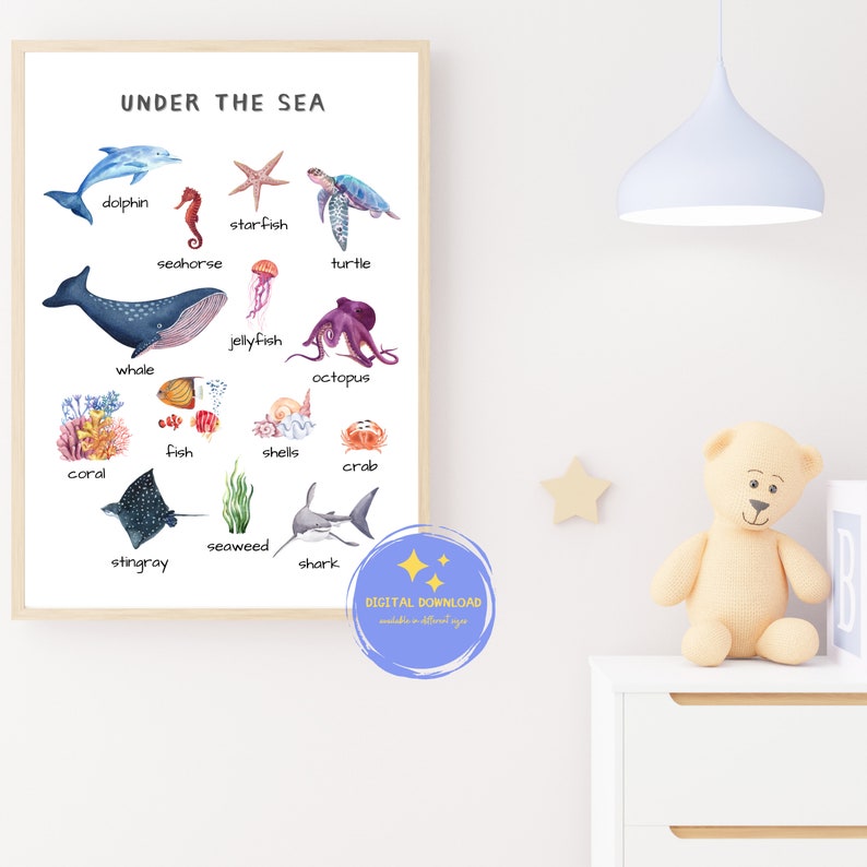 Under the Sea ENGLISH Instant Download Educational Poster Montessori ...