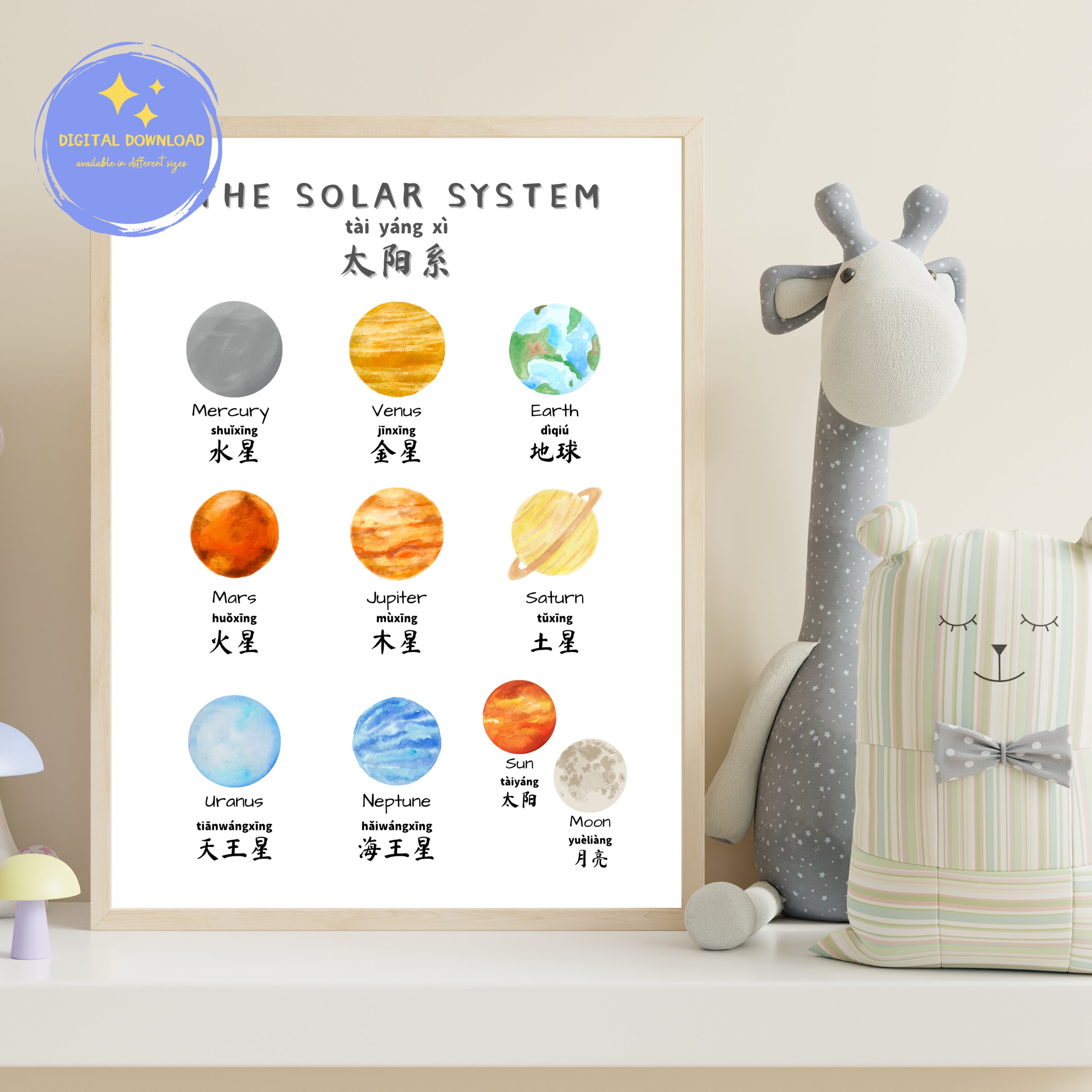 English and Chinese Solar System Poster Kids Space Poster Planets ...